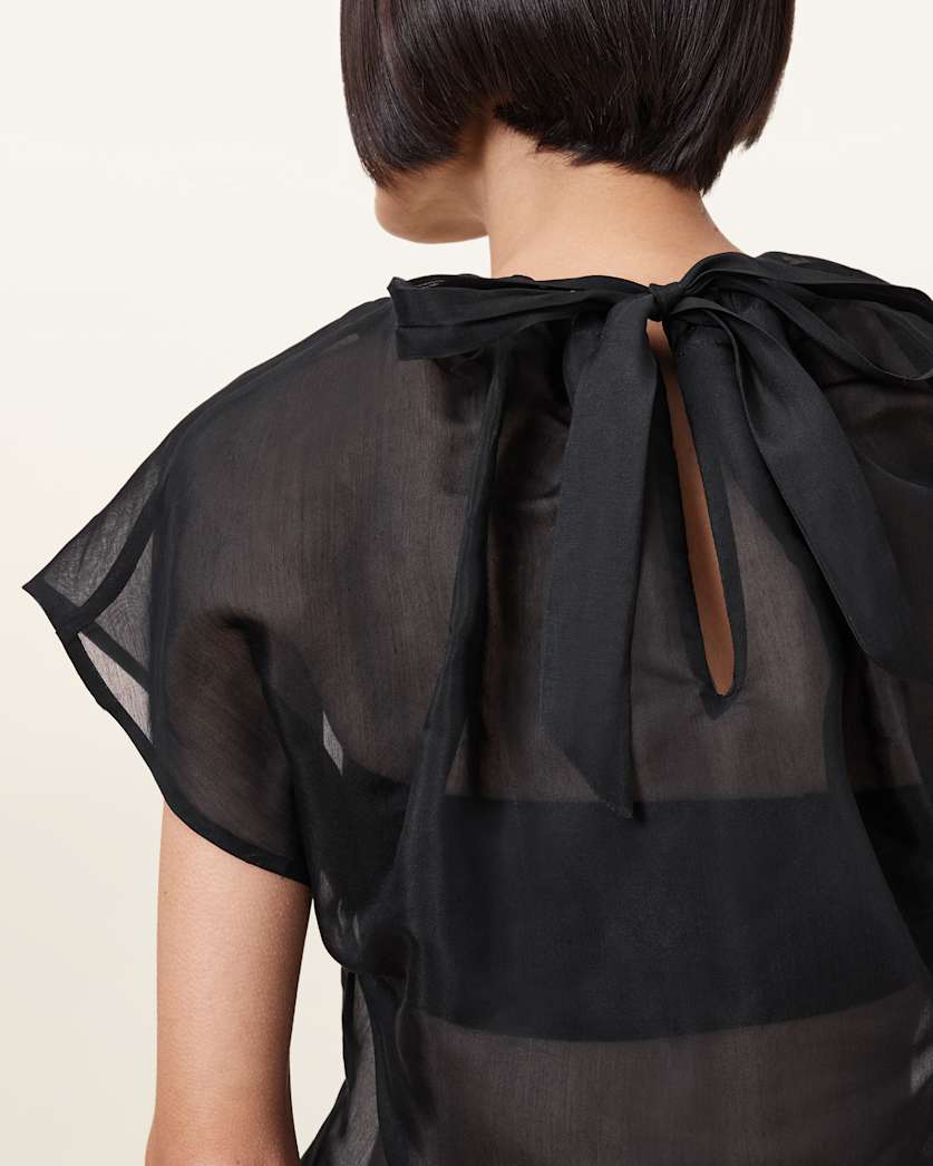 Trisha Sheer Top Black | ALLSAINTS